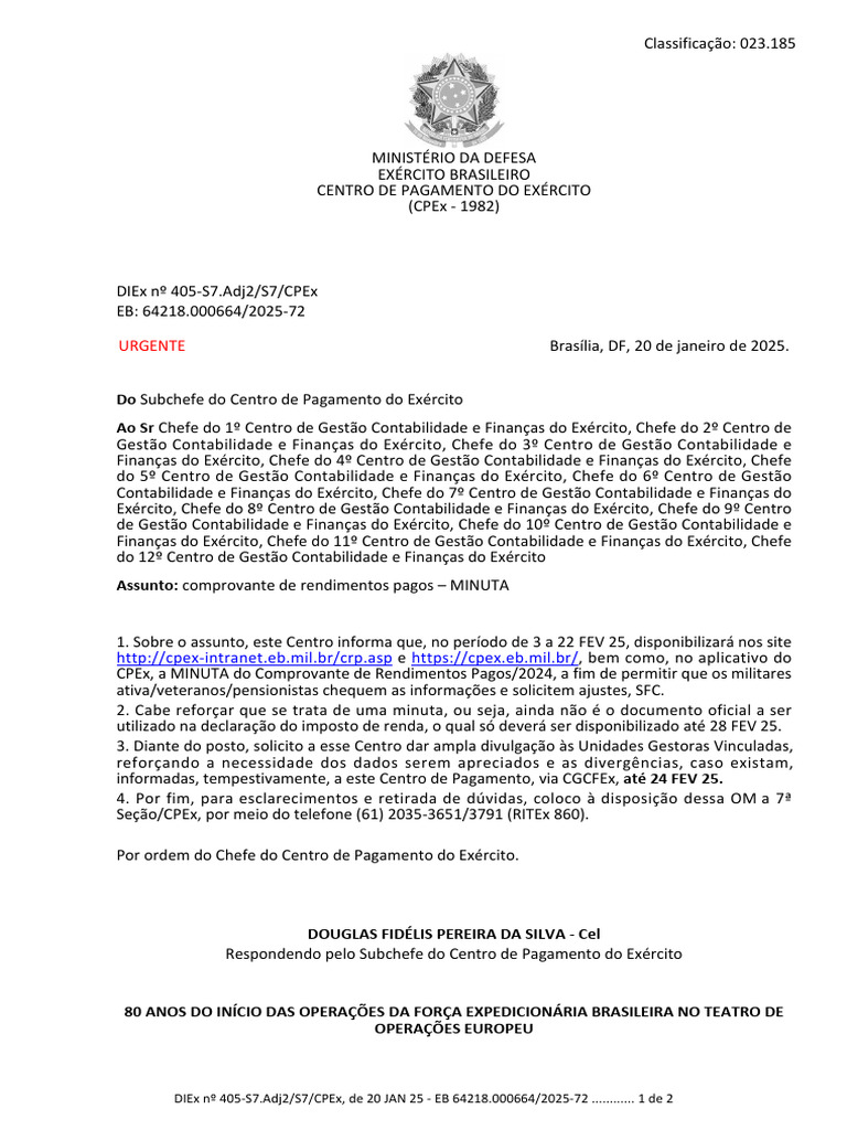 DIEx - 9ef7b365-a9ca-4530-9b43-b349296b3707 (3) | PDF | Contabilidade | Exército