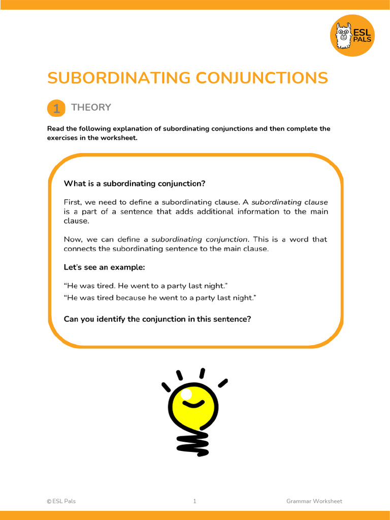 SV Subordinating Conjunctions | PDF | Language Mechanics | Syntax