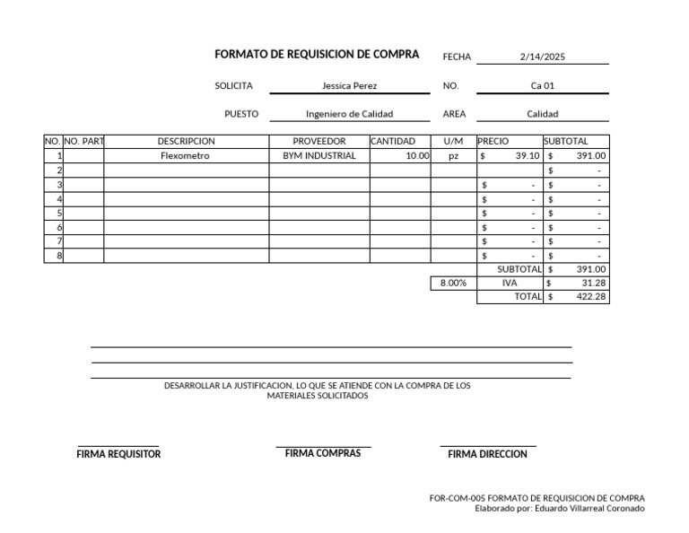 Formato de Requisicion de Compra | PDF