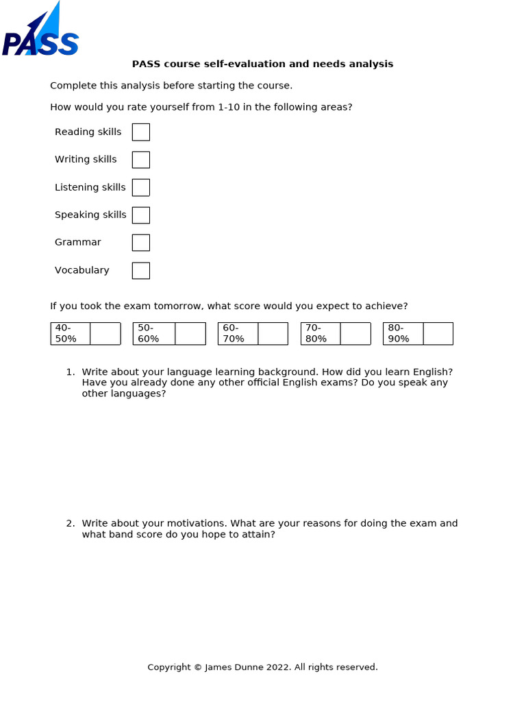 Pass Needs Analysis | PDF