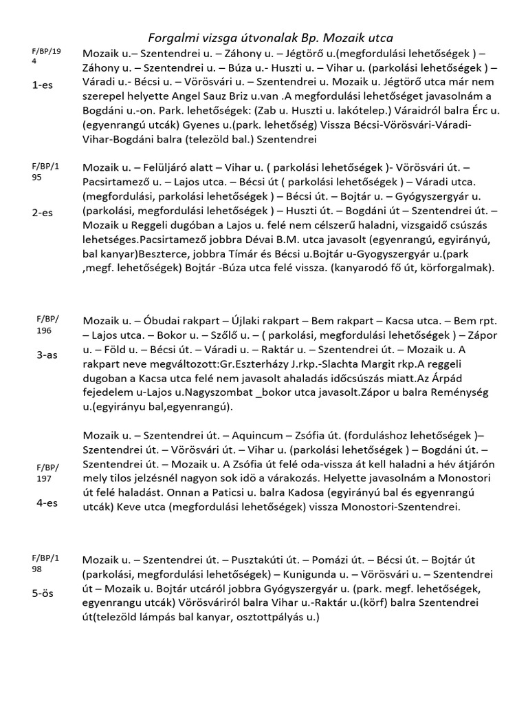 Mozaik Forgalmi Vizsga Utv | PDF