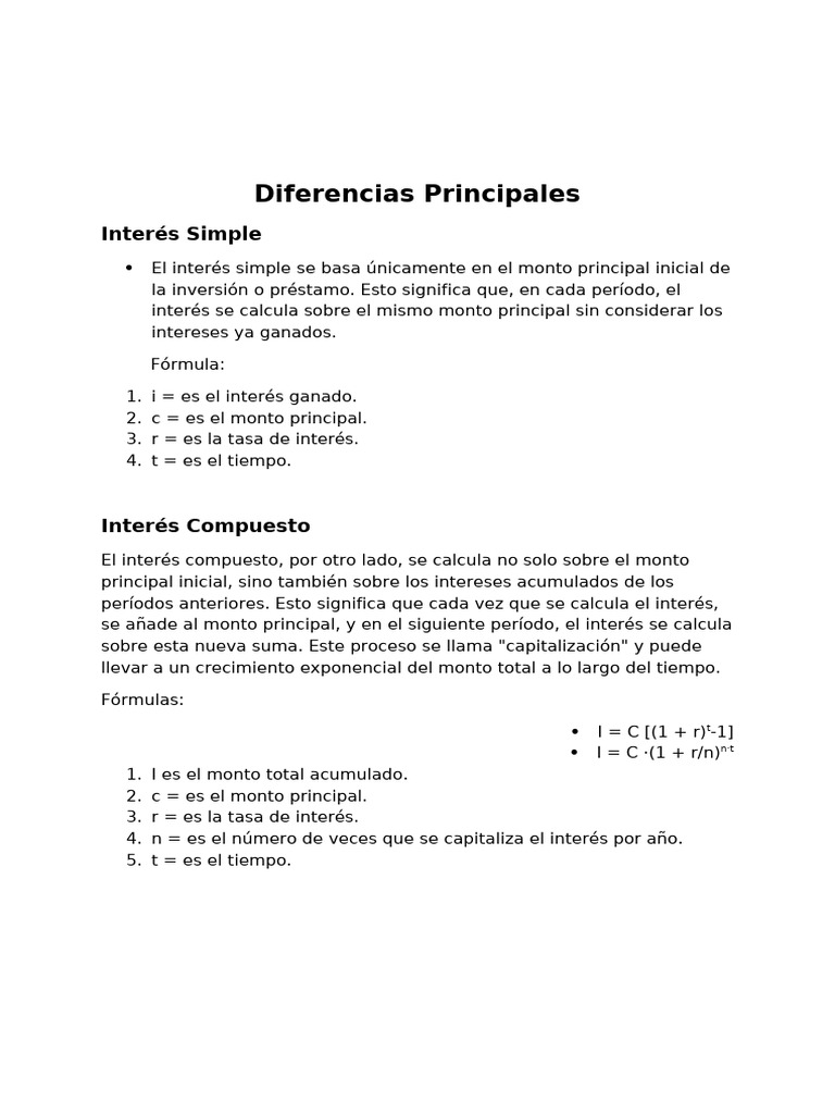 Interés Simple vs Compuesto: Claves y Ejemplos | PDF | Interés ...