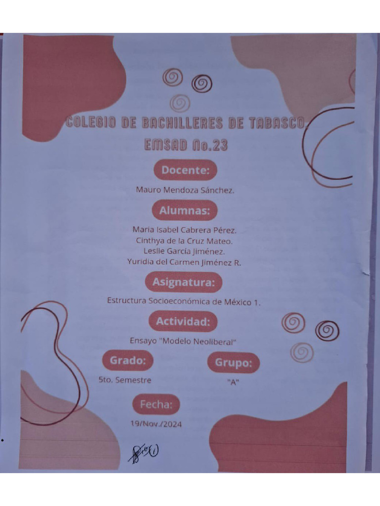 Ensayo "Modelo Neoliberal" | PDF