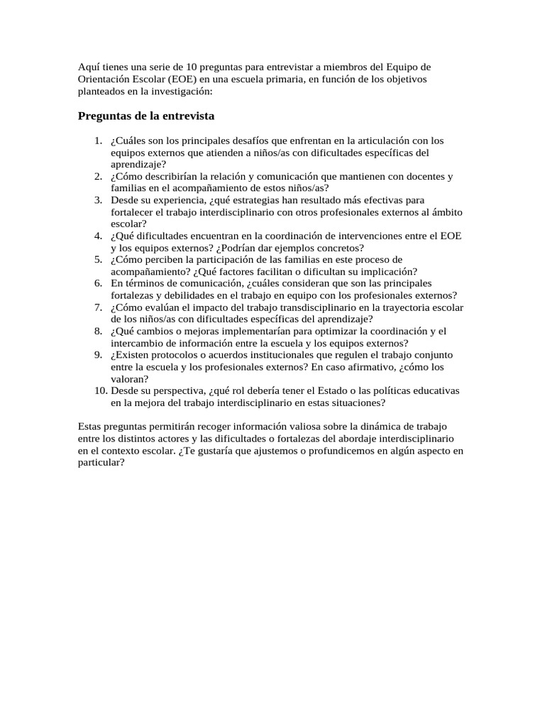 Aquí Tienes Una Serie de 10 Preguntas para Entrevistar A Miembros Del ...