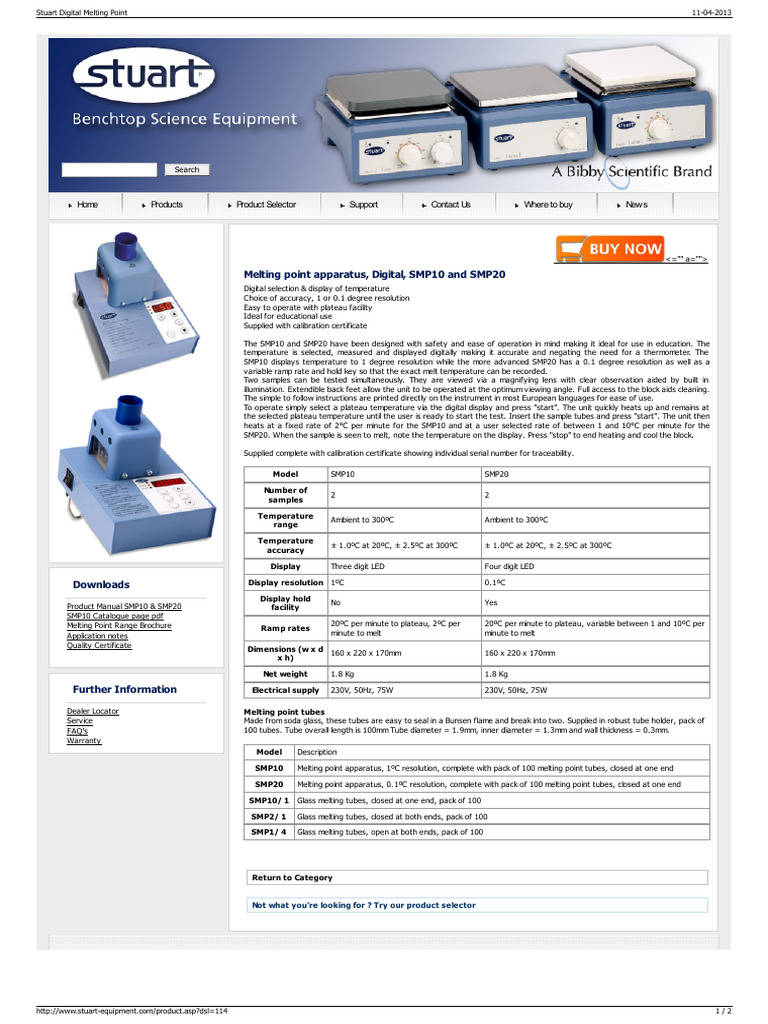 Stuart Digital Melting Point Apparatus Specifikationer | PDF ...