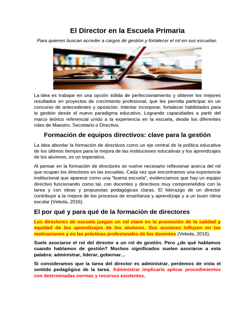 Formación y Liderazgo del Director Escolar | PDF | Enseñando | Pedagogía