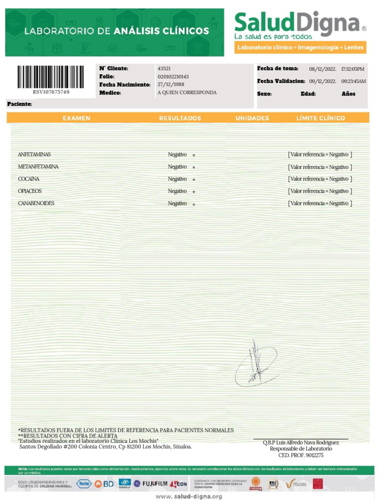 Antidoping Salud Digna | PDF