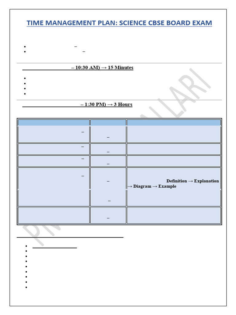 Science Time Management Plan | PDF