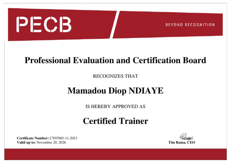 PECB Certified Trainer 1701020192 | PDF