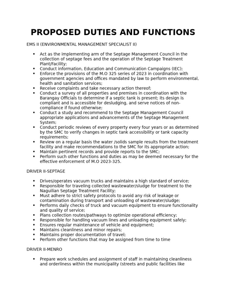 Duties of Environmental Management Specialists | PDF | Waste Management ...