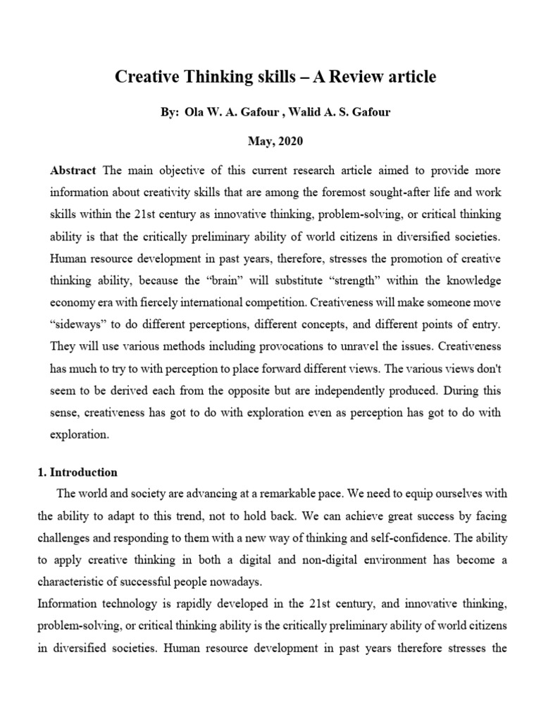 Enhancing Creative Thinking Skills | PDF | Creativity | Thought