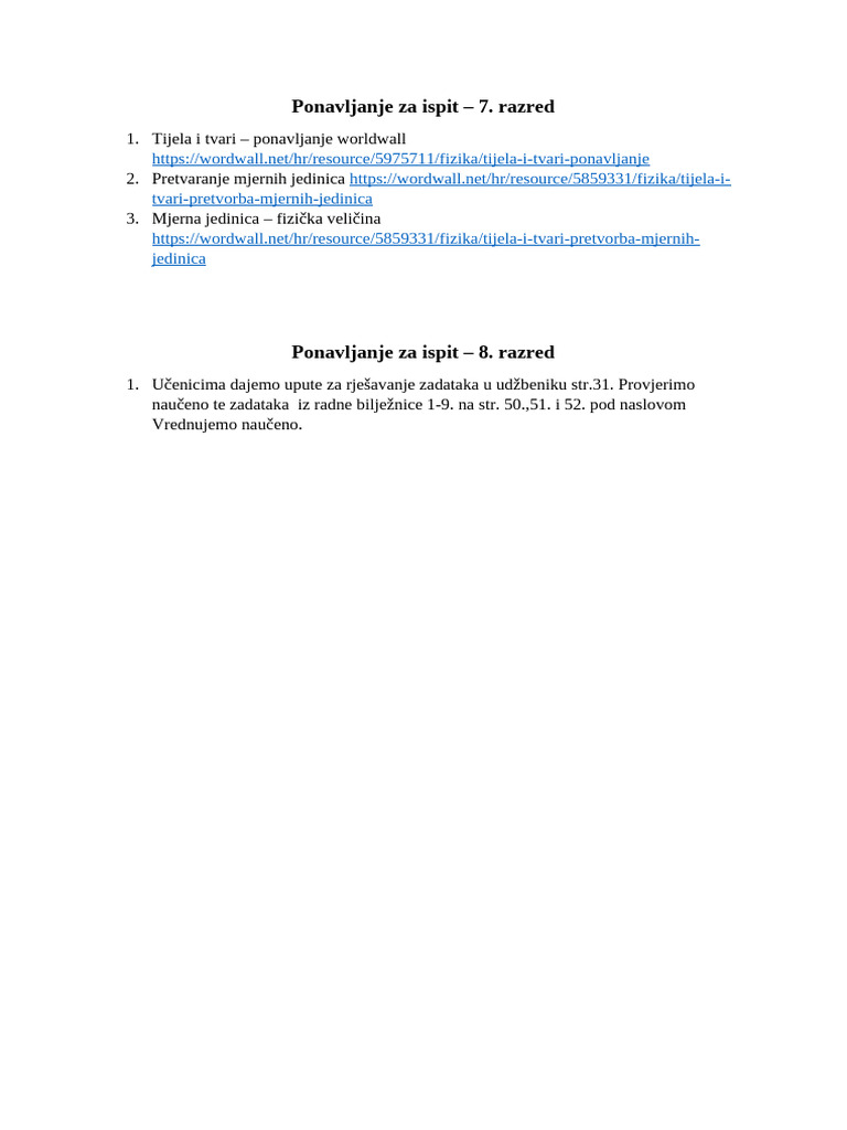 Ponavljanje Za Ispit | PDF