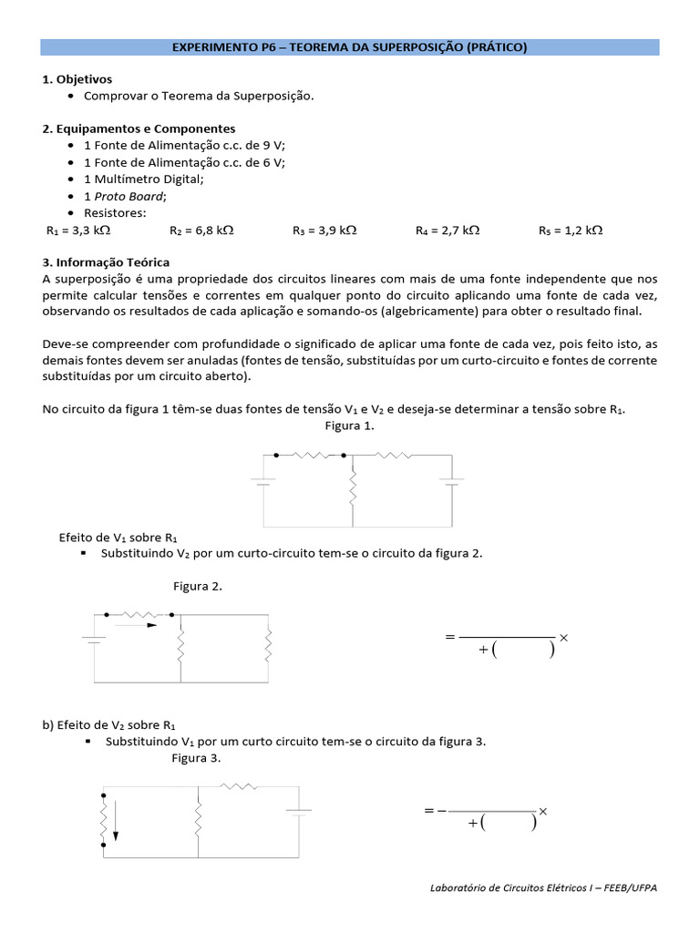 Exp.P6 - Superposicao 2023 | PDF | Rede elétrica | Eletricidade