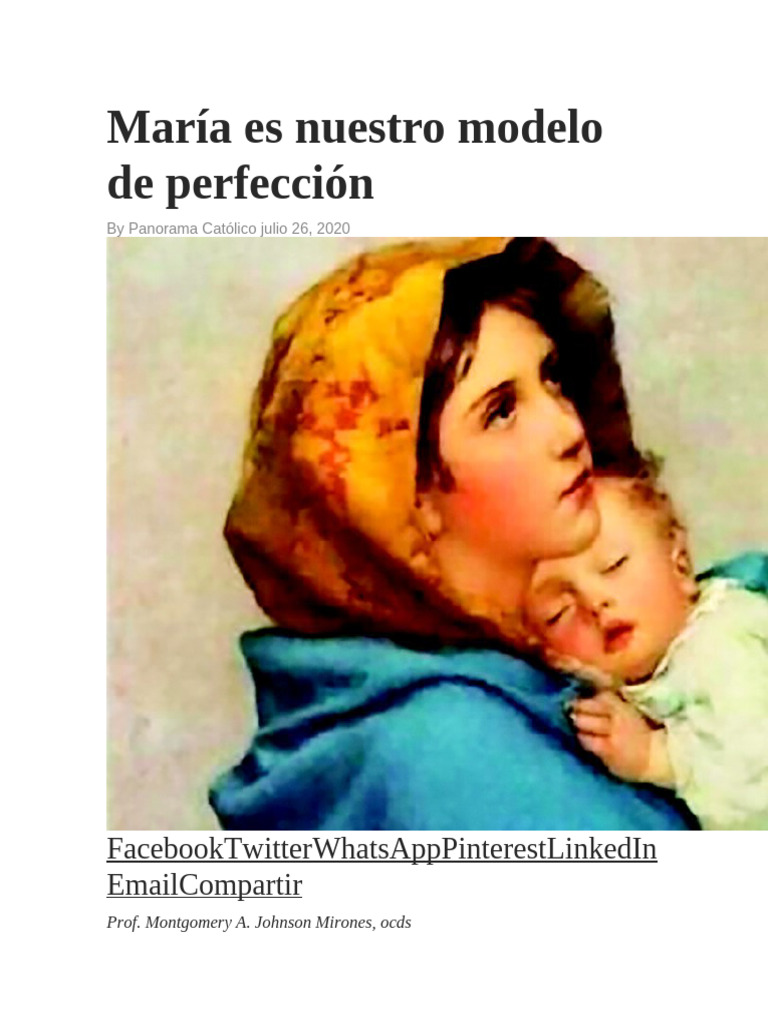 María Es Nuestro Modelo de Perfección | PDF | María, madre de Jesús | Jesús