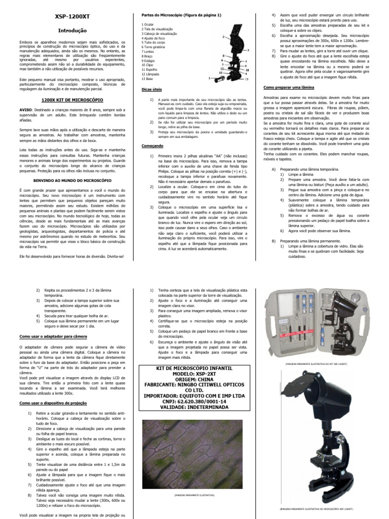 Manual Microscopio | PDF | Câmera | Ótica