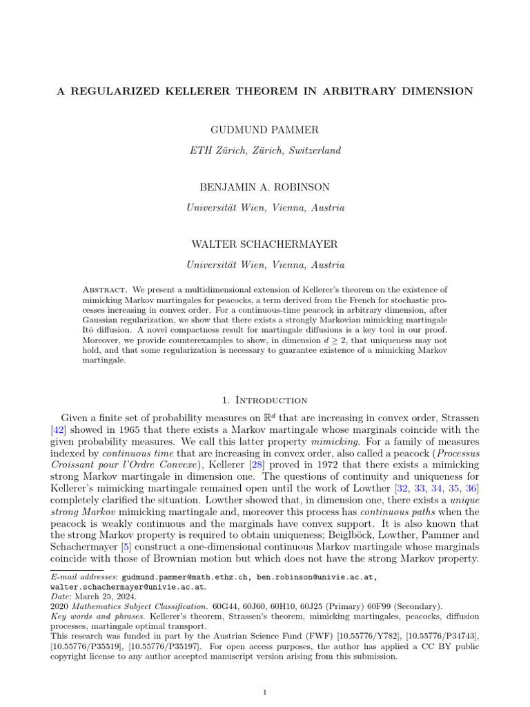 A REGULARIZED KELLERER THEOREM IN ARBITRARY DIMENSION | PDF ...