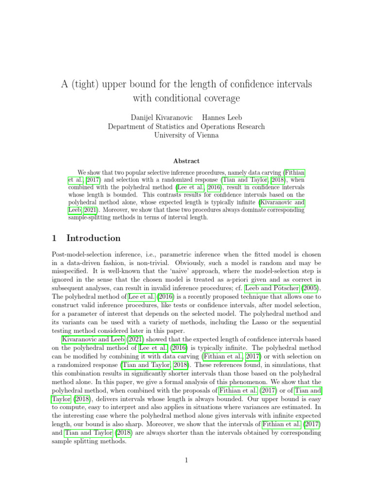 A (tight) upper bound for the length of confidence intervals with conditional coverage | PDF ...