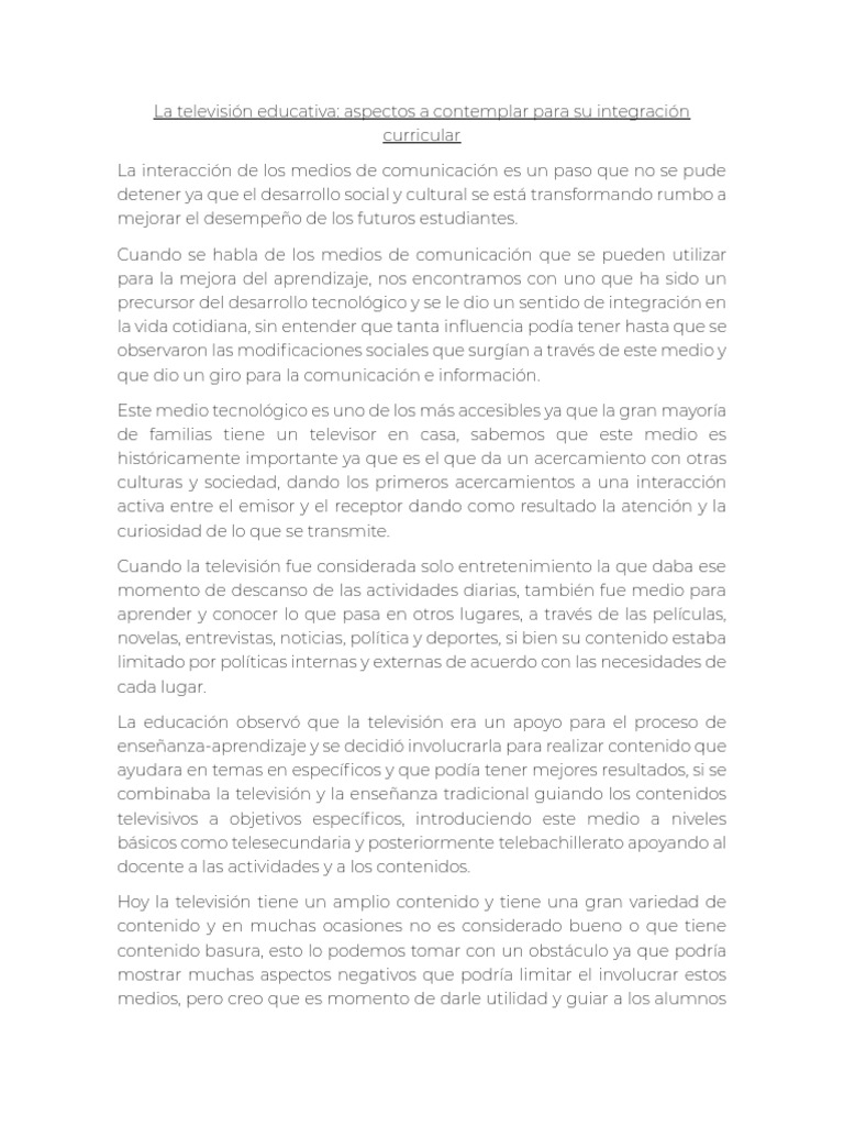 Cuando Hablamos de Tecnología Nos Podemos Limitar a Una Televison | PDF ...