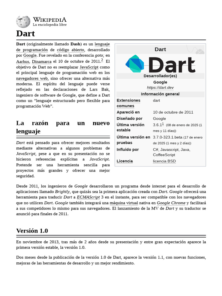 Dart | PDF | Programación de computadoras | Desarrollo de software
