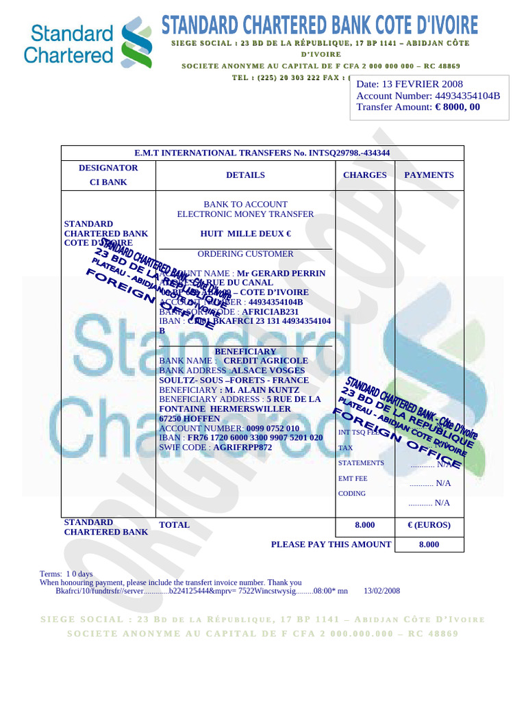 Ordre de Virement Bancaire | PDF | Economies | Services (Economics)