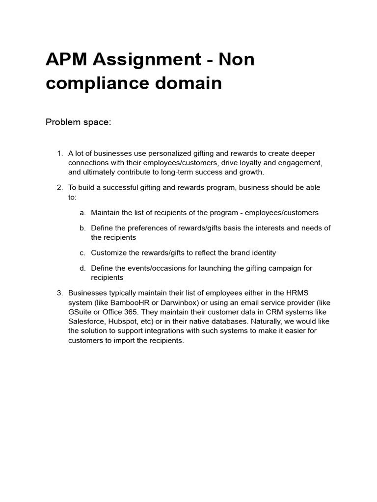 APM Assignment - Sprinto - Mudra - Surana | PDF | Databases | Customer Relationship Management