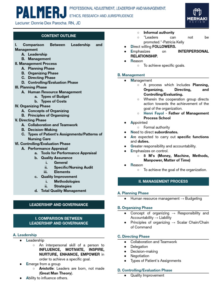 Leadership and Governance | PDF | Leadership | Nursing