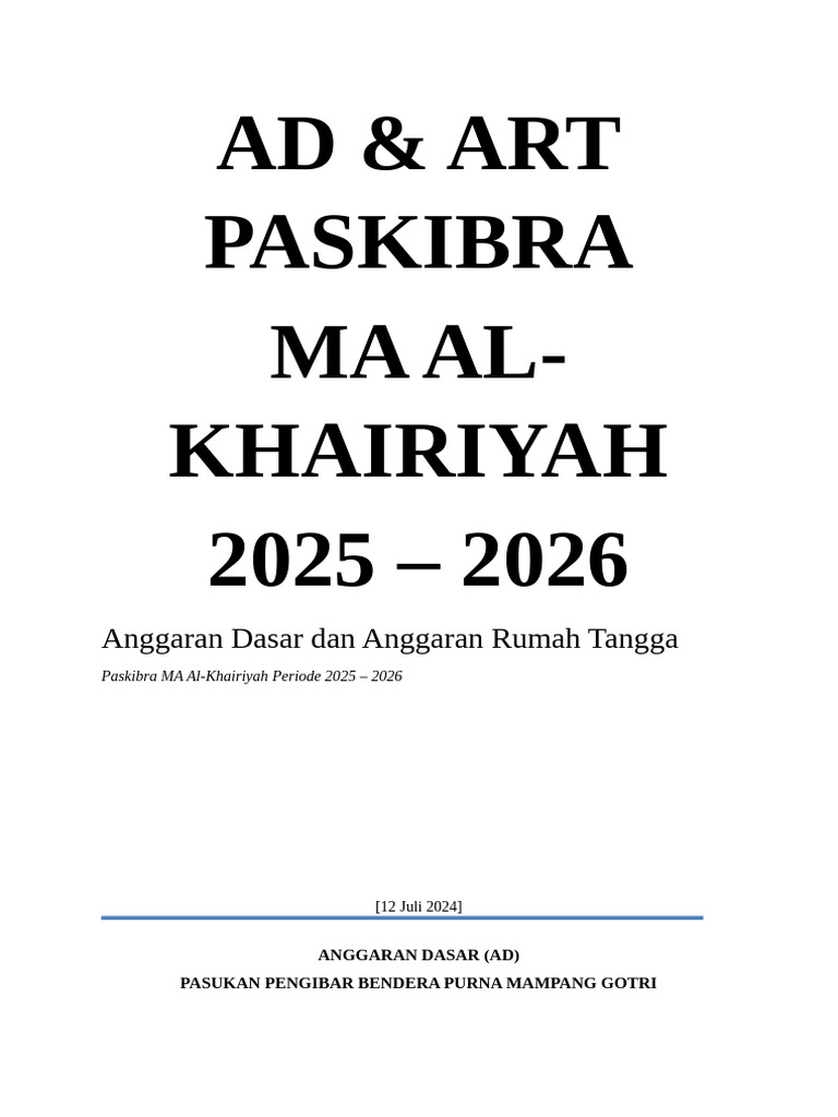 AD & ART Paskibra MA Al-Khairiyah 2025 | PDF