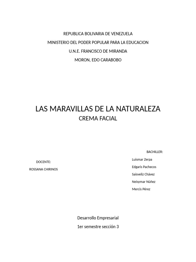 Crema Facial Las Maravillas de La Naturaleza | PDF | Sustentabilidad