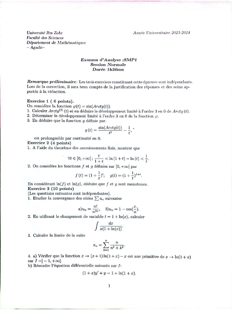 quelques exams s1 physique 2023_2024 | PDF