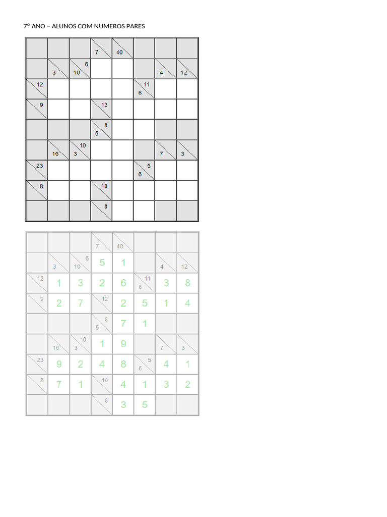 Kakuros 6A - GABARITOS | PDF