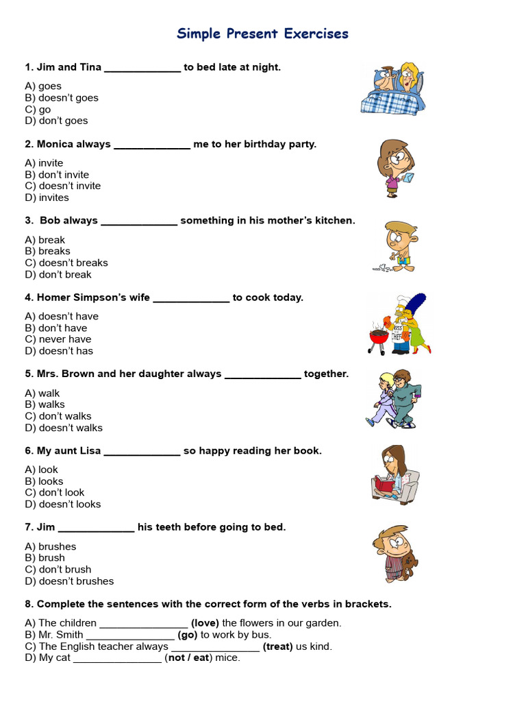 Simple Present Exercises | PDF