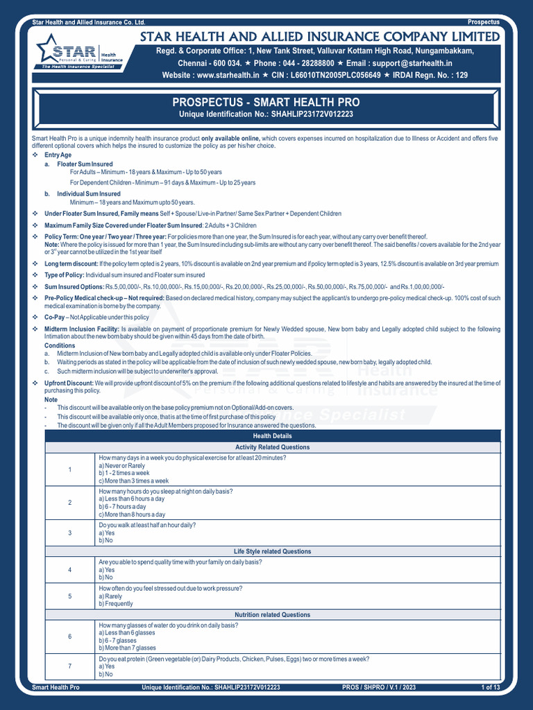 Prospectus Smart Health Pro V 1 Web 9d3ca4da6c | PDF | Body Mass Index ...
