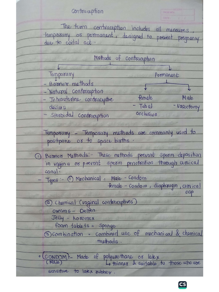 Contraception Notes | PDF