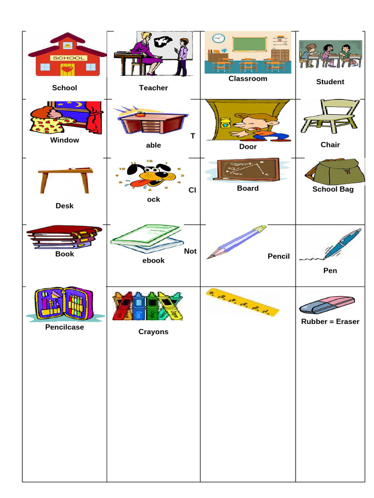 Classroom Objects Flashcards Picture Description Exercises Picture D ...