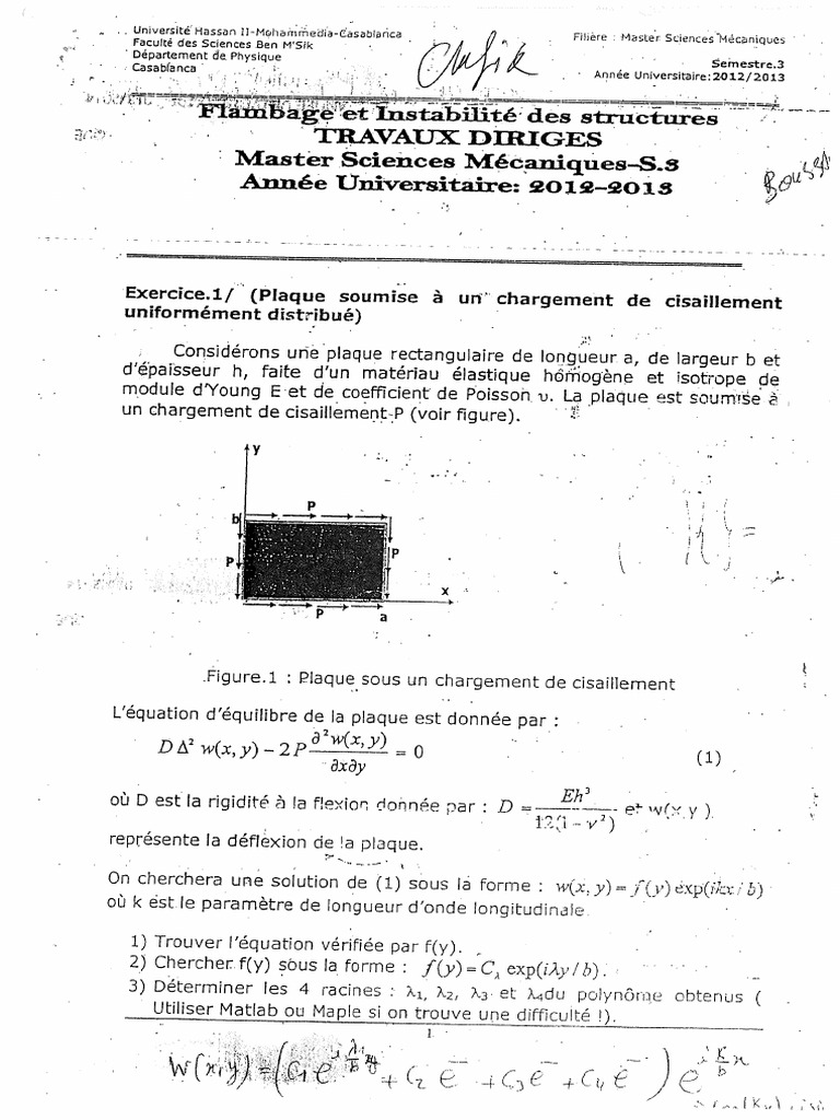 TD flambage et instabilite | PDF