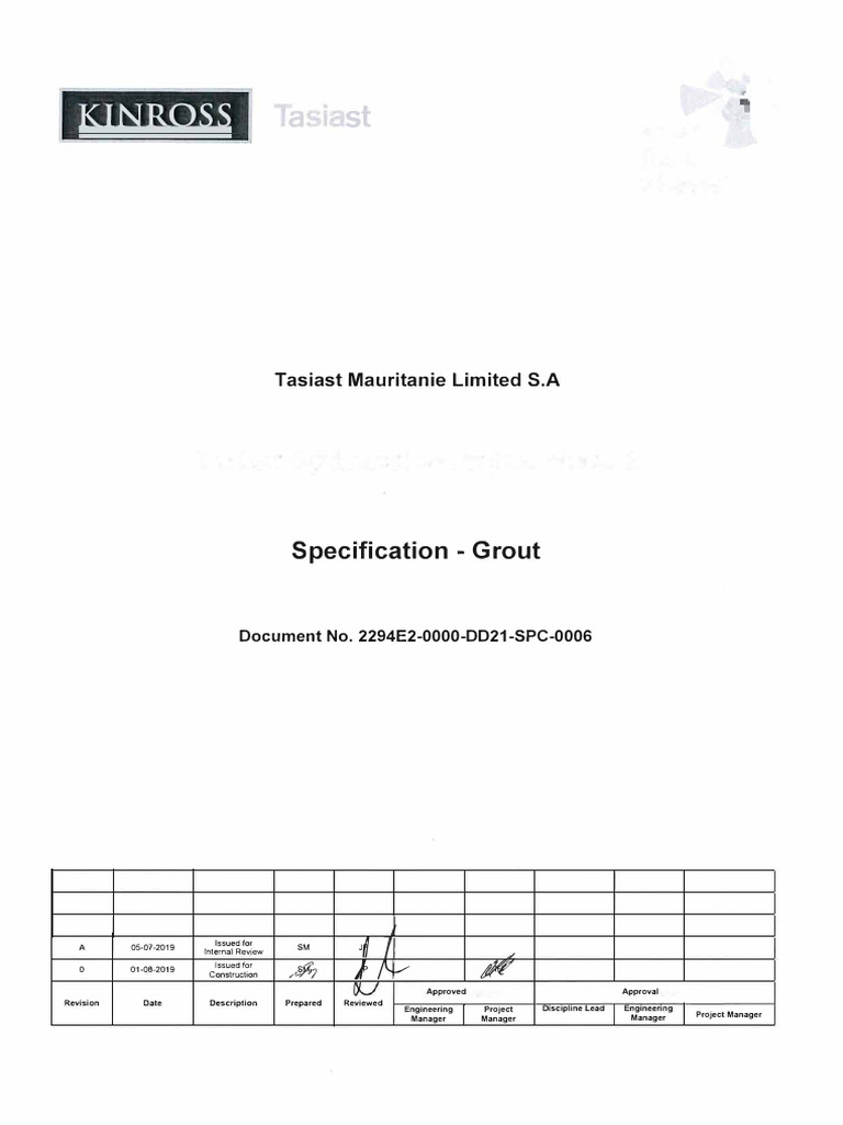2294E2-0000-DD21-SPC-0006 Grout (Projects 2024) | PDF | Specification (Technical Standard ...