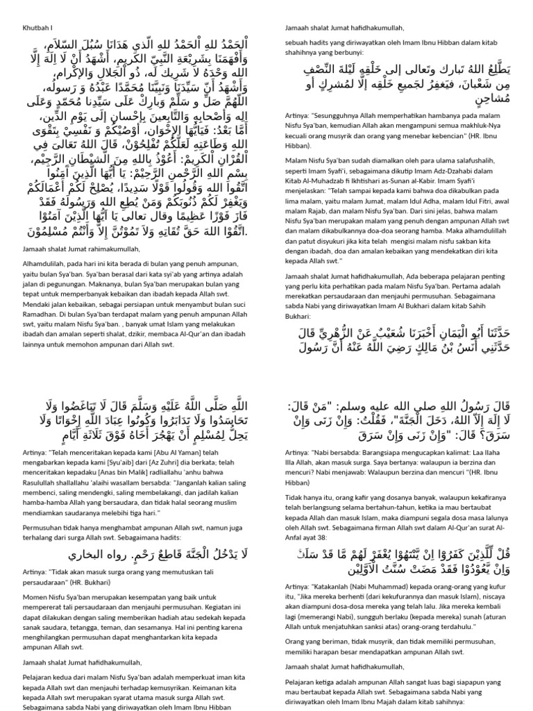 Khutbah 1syakban Hentikan Permusushan | PDF