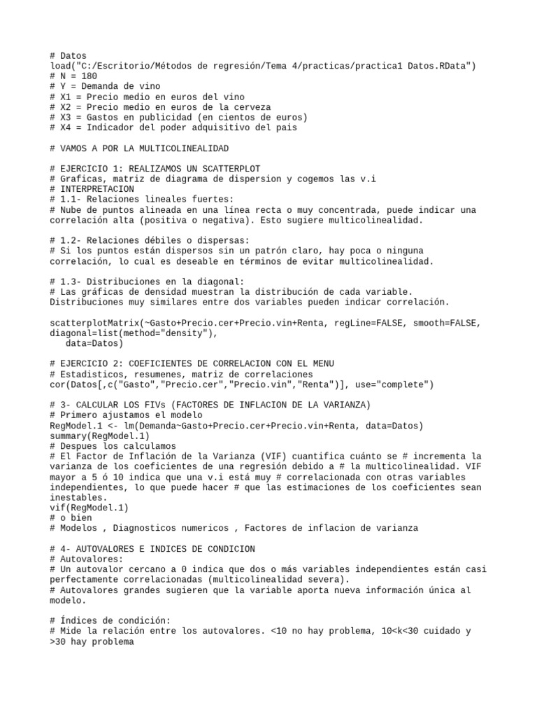 P5 Metodos de regresion multicolinealidad MIO | PDF | Multicolinealidad ...
