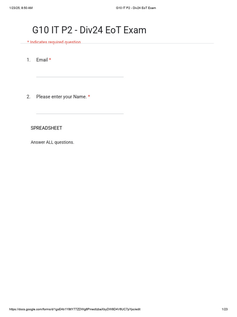 G10 IT P2 - Div24 EoT - Google Forms | PDF