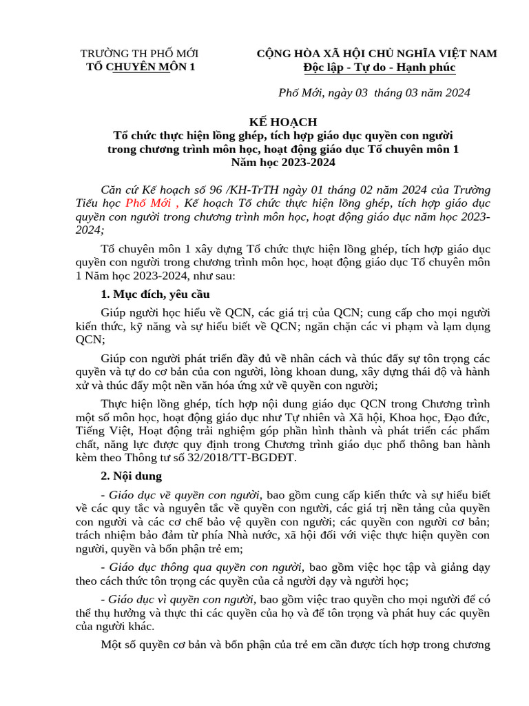 KH Day Tich Hop Quyen Con Nguoi To 1 2-3 4-5 34739 | PDF