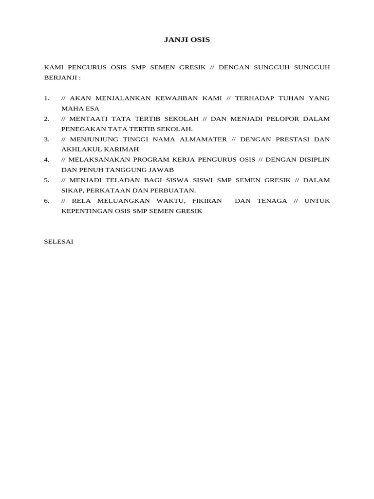 Janji Osis Teks | PDF