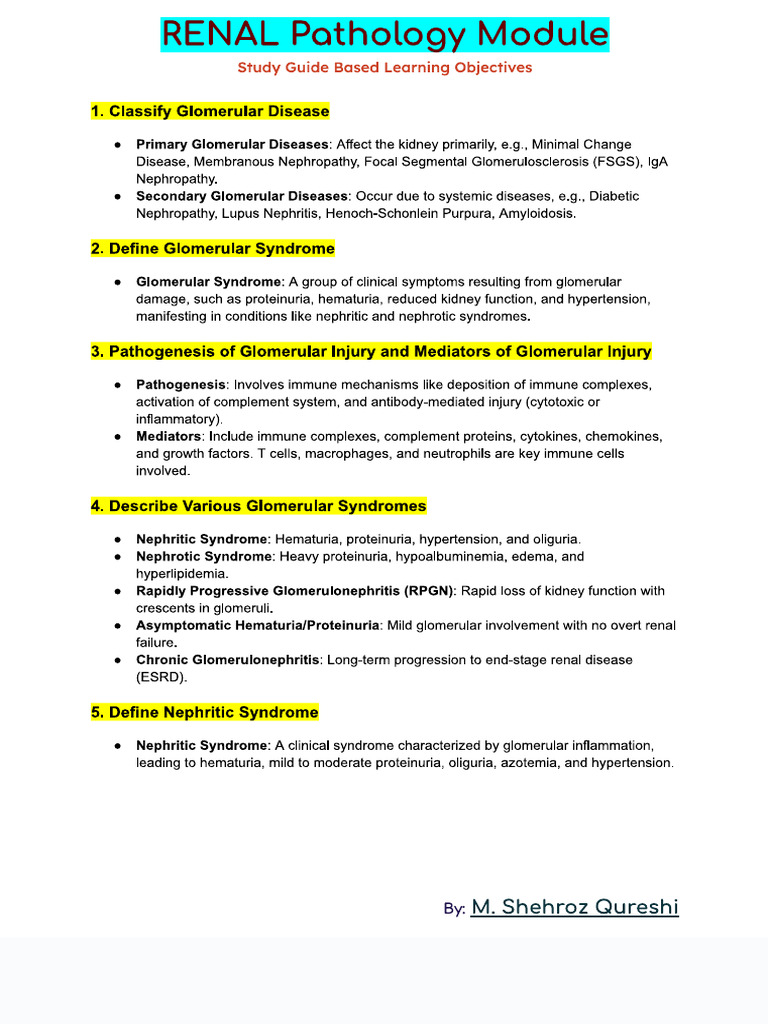 RENAL Pathology Module | PDF