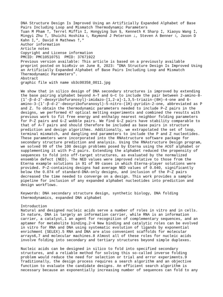 Enhanced DNA Design with Expanded Base Pairs | PDF | Base Pair | Alpha ...
