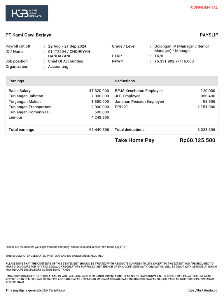 Payslip - Sep 2024 | PDF | Expense | Employment Compensation
