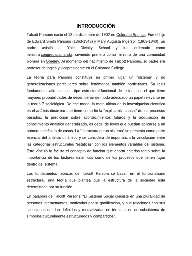 Fundamentos Teóricos de Talcon Parson | PDF | Sociología | Sociedad