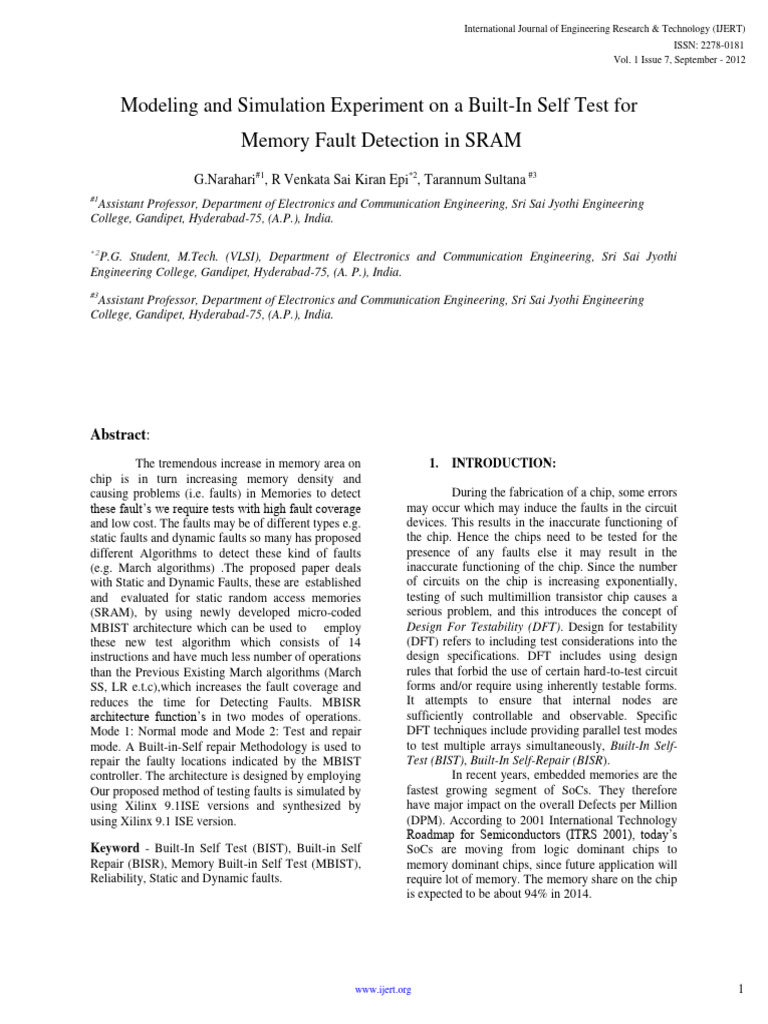 Ijert Modeling And Simulation Experiment Pdf Inputoutput Reliability Engineering