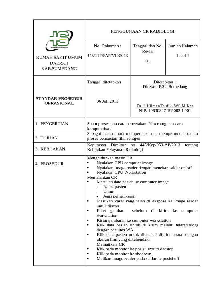 PENGGUNAAN CR RADIOLOGI | PDF
