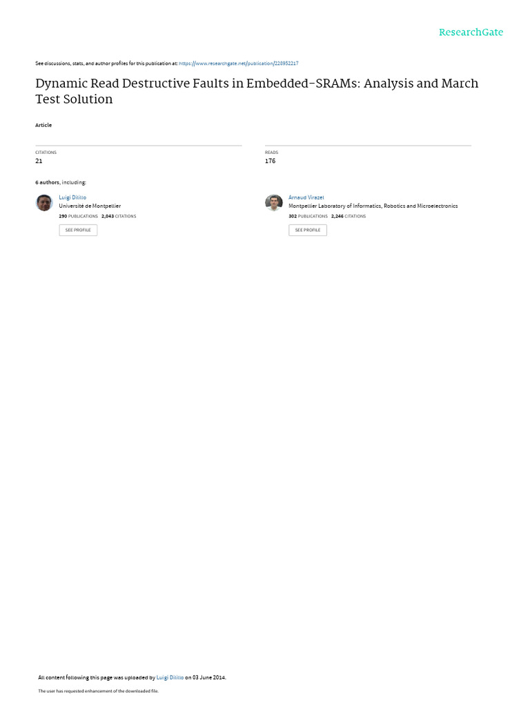 Dynamic Read Destructive Faults in Embedded-SRAMs | PDF | Digital Electronics | Computer Engineering