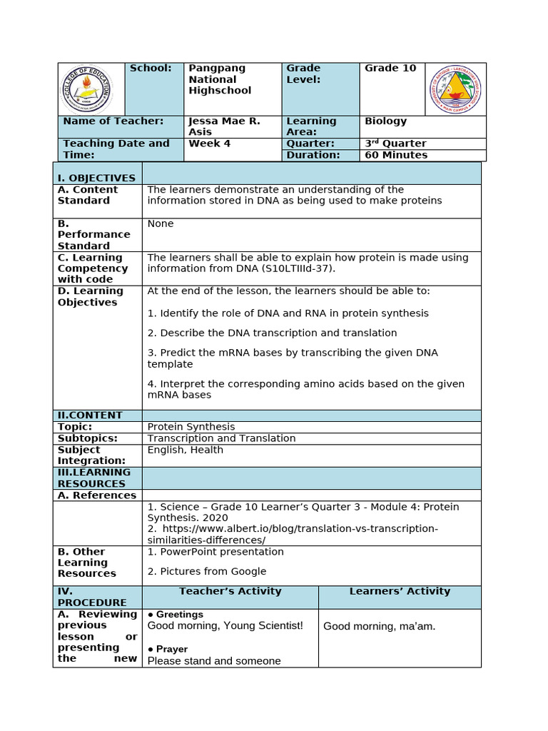 Final Transcription LP | PDF | Translation (Biology) | Messenger Rna