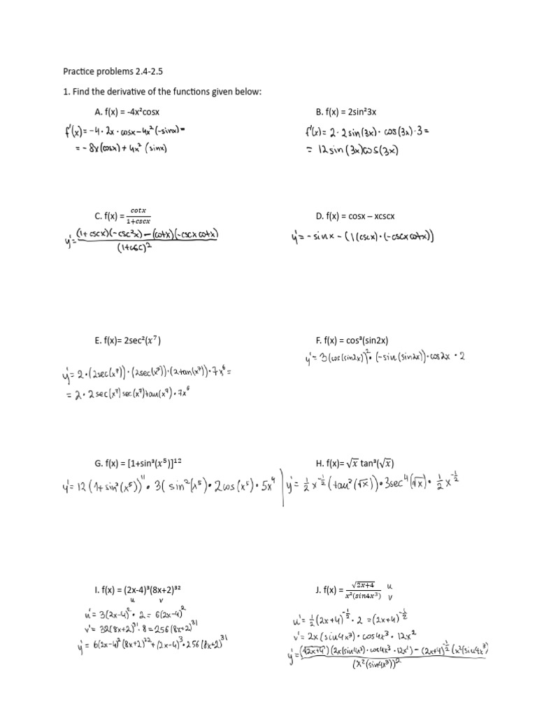 Practice Problems 2.4-2.5 | PDF